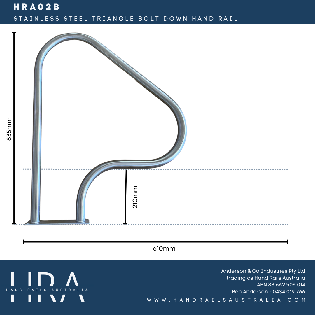 Stainless Steel Triangle Bolt Down Hand Rail - Hand Rails Australia