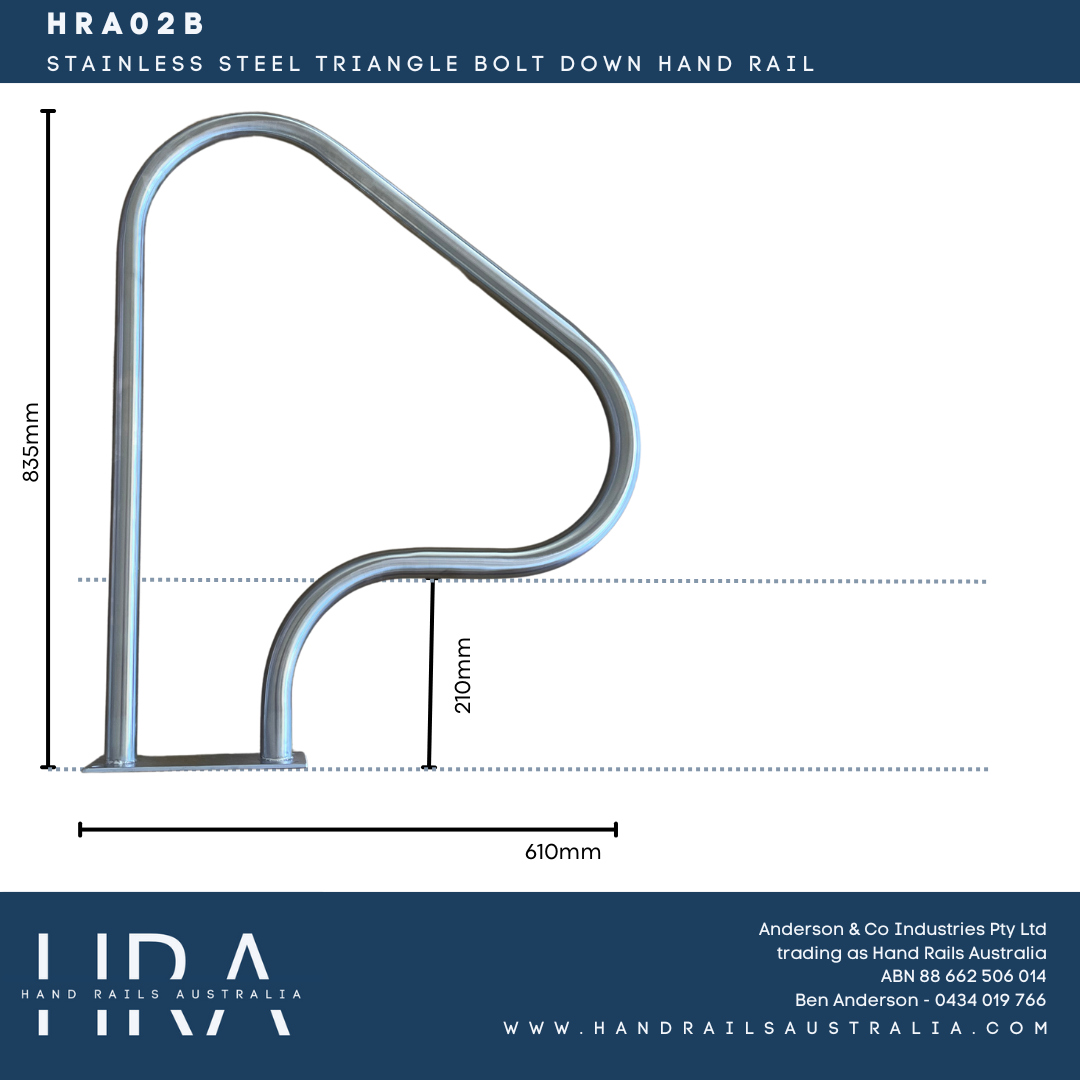 Stainless Steel Triangle Bolt Down Hand Rail - Hand Rails Australia